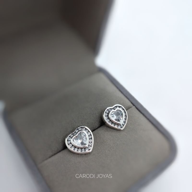 Aretes de Plata para mujer Corazón luminoso - Carodi Joyas